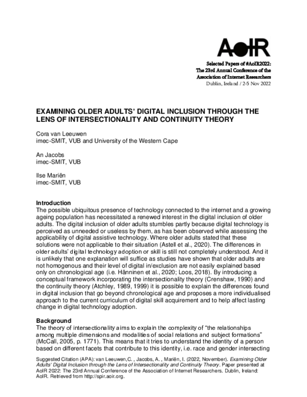 (PDF) Examining Older Adults Digital Inclusion Through the Lens of ...