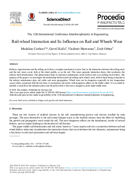 (PDF) Rail-wheel Interaction and Its Influence on Rail and Wheels Wear