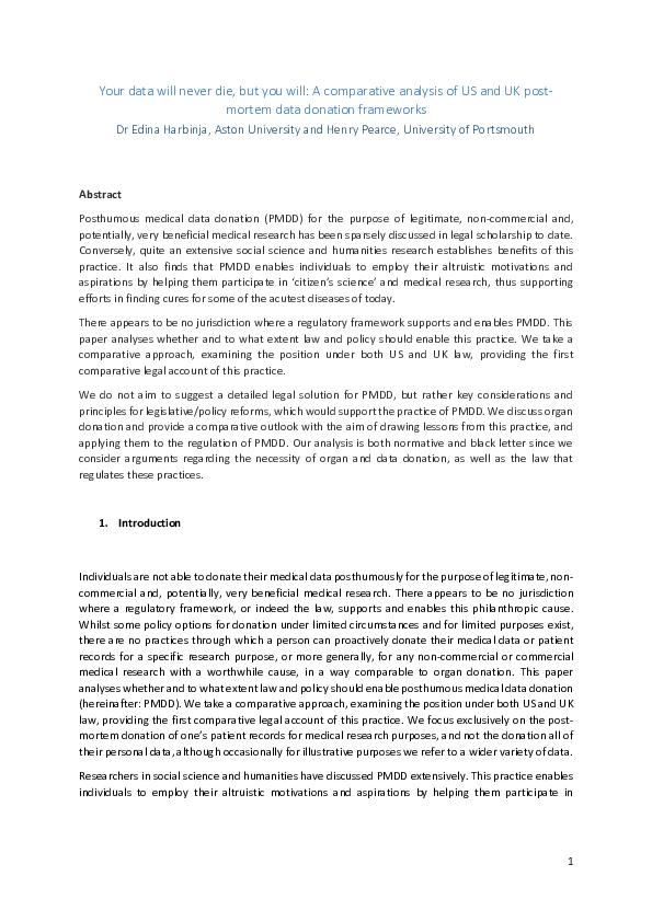 (PDF) Your data will never die, but you will: A comparative analysis of US and UK post-mortem ...