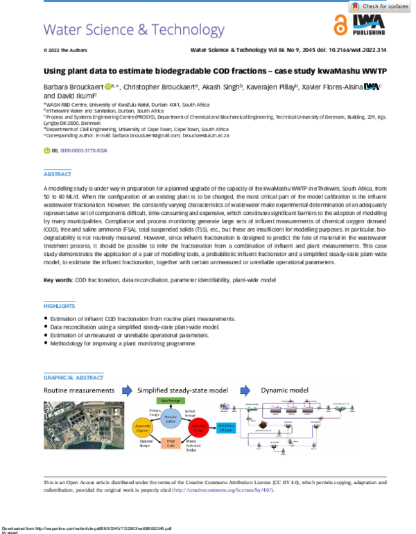 (PDF) Using plant data to estimate biodegradable COD fractions – case ...
