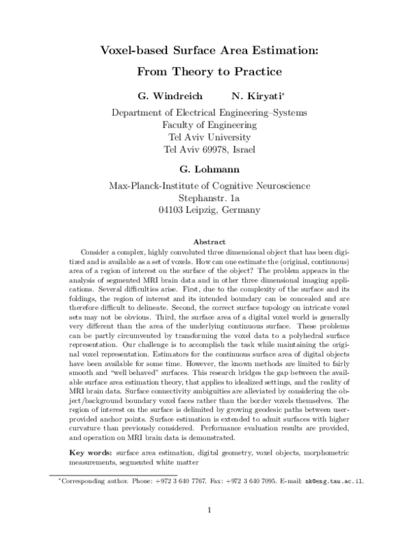 (PDF) Voxel-based surface area estimation: from theory to practice