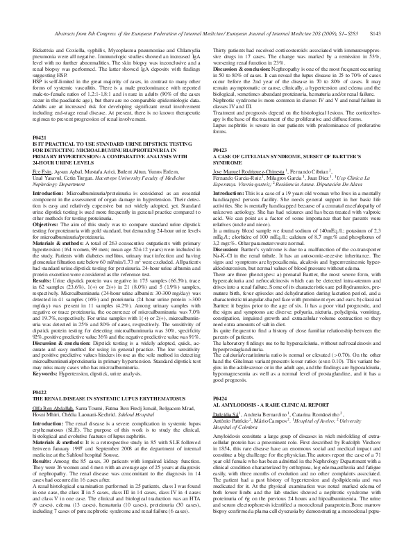 (PDF) P0423 a Case of Gitelman Syndrome, Subset of Bartter's Syndrome
