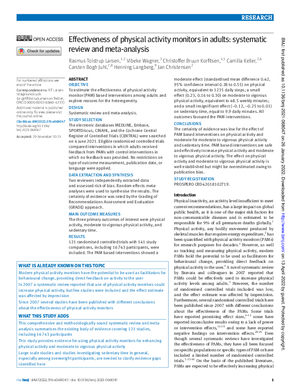 (PDF) Effectiveness of physical activity monitors in adults: systematic ...