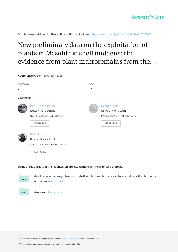 (PDF) New preliminary data on the exploitation of plants in Mesolithic ...