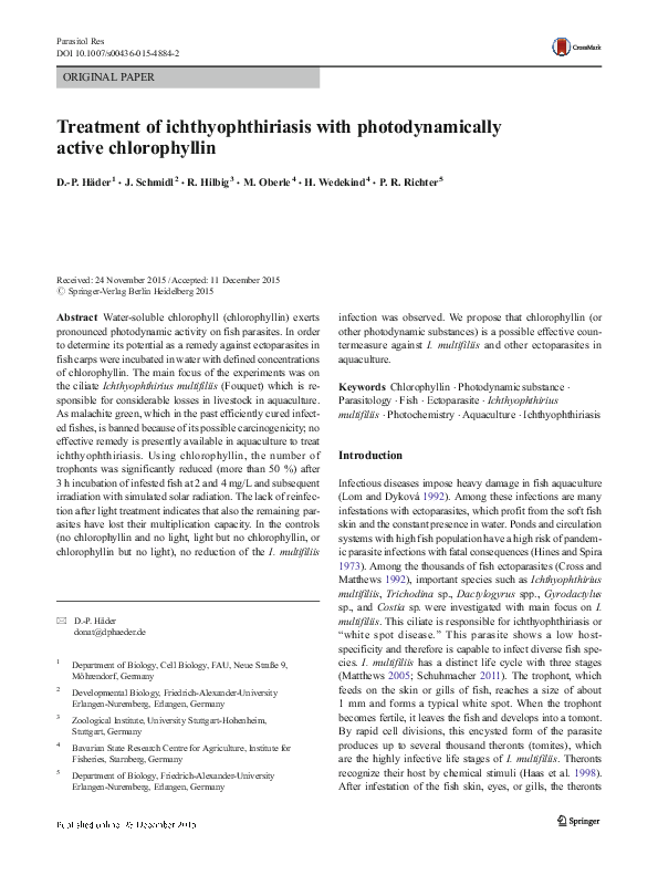 (PDF) Treatment of ichthyophthiriasis with photodynamically active ...