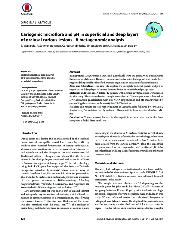 (PDF) Cariogenic microflora and pH in superficial and deep layers of ...