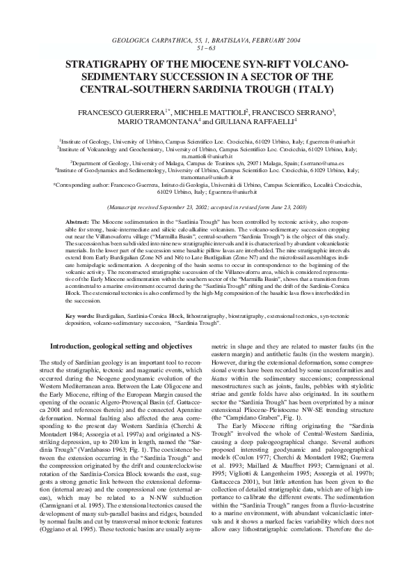 (PDF) STRATIGRAPHY O. THE MIOCENE SYN-RI.T VOLCANO-SEDIMENTARY ...