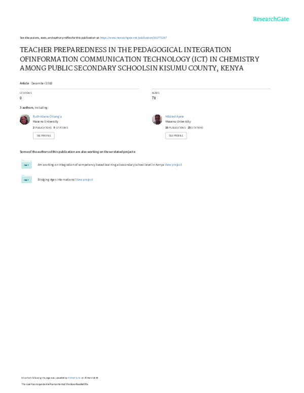 (PDF) Teacher Preparedness in the Pedagogical Integration Ofinformation ...