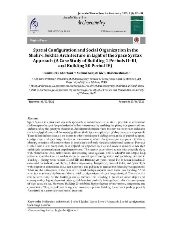(PDF) Spatial Configuration and Social Organization in Shahr-i-Sokhta Architecture Based on the ...