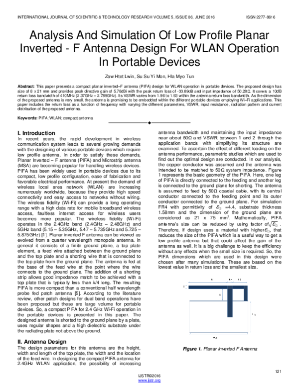 (PDF) Analysis And Simulation Of Low Profile Planar Inverted - F Antenna Design For WLAN ...