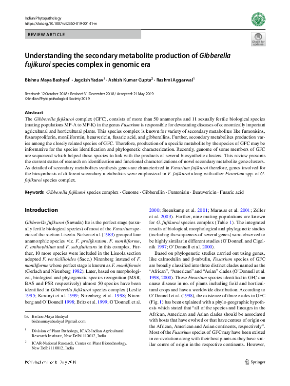 (PDF) Understanding the secondary metabolite production of Gibberella ...