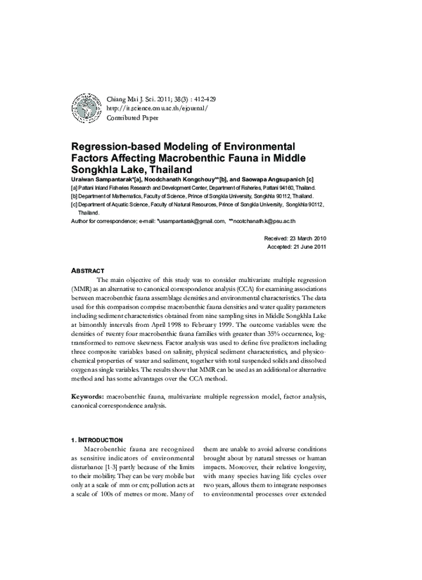 (PDF) Regression-based Modeling of Environmental Factors Affecting ...