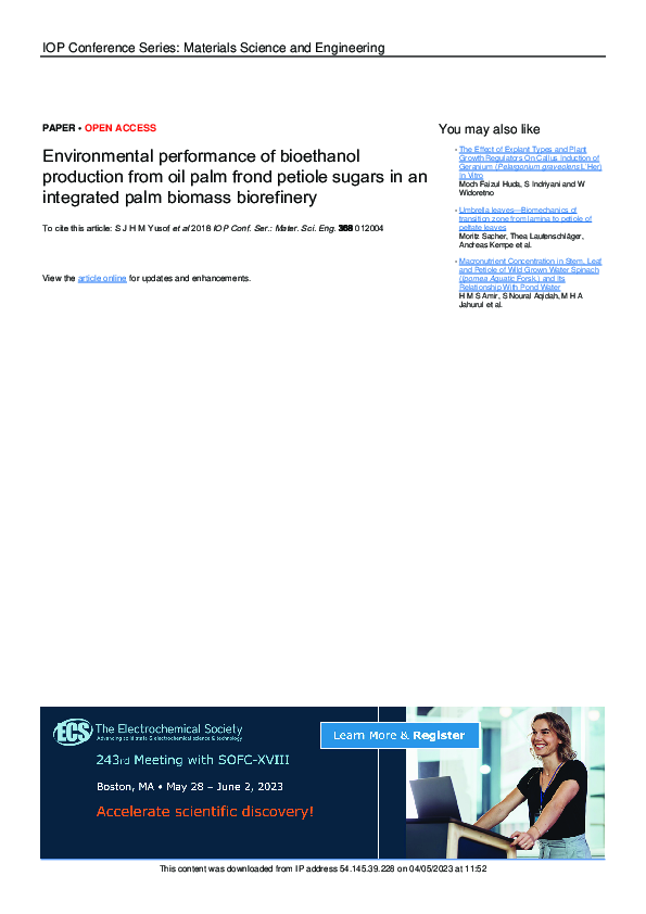 (PDF) Environmental performance of bioethanol production from oil palm ...