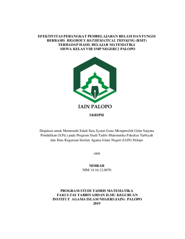 (PDF) Efektifitas Perangkat Pembelajaran Relasi dan Fungsi Berbasis ...