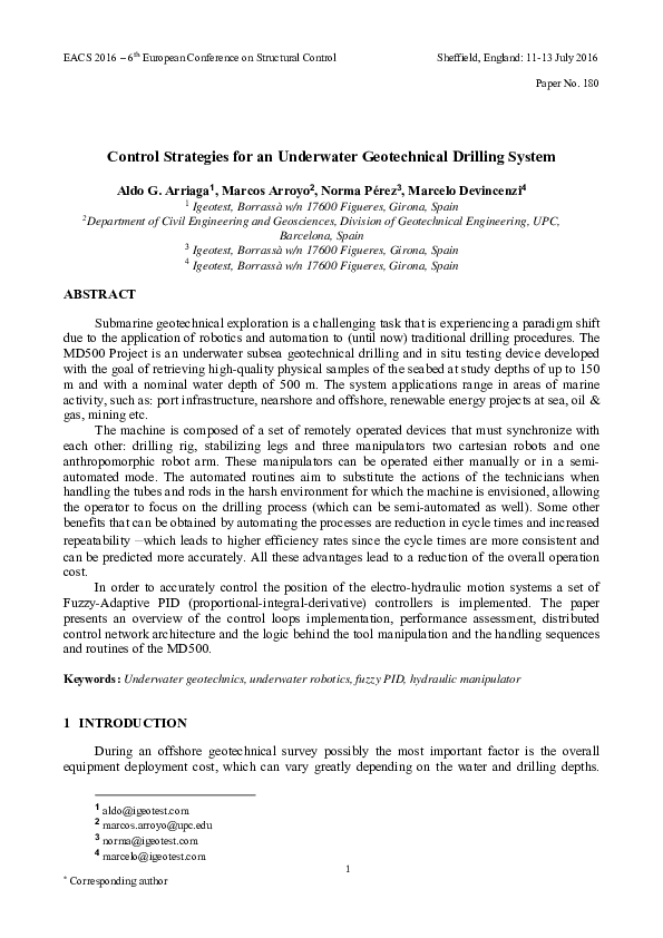 (PDF) EACS 2016 paper - Control Strategies for an Underwater ...