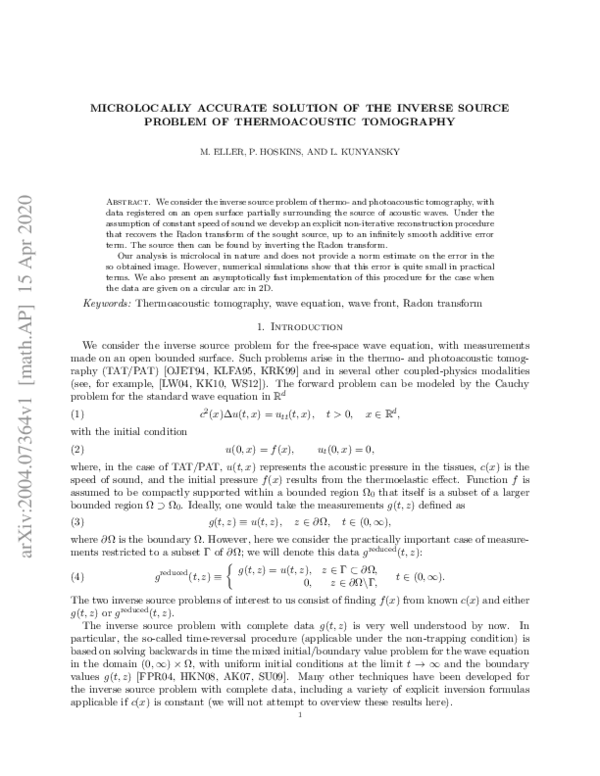 (PDF) Microlocally accurate solution of the inverse source problem of ...