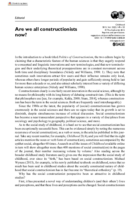 (PDF) Are we all constructionists now?