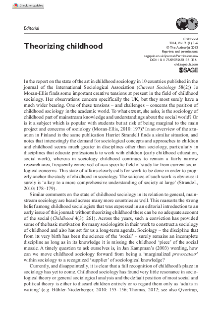 (PDF) Theorizing childhood