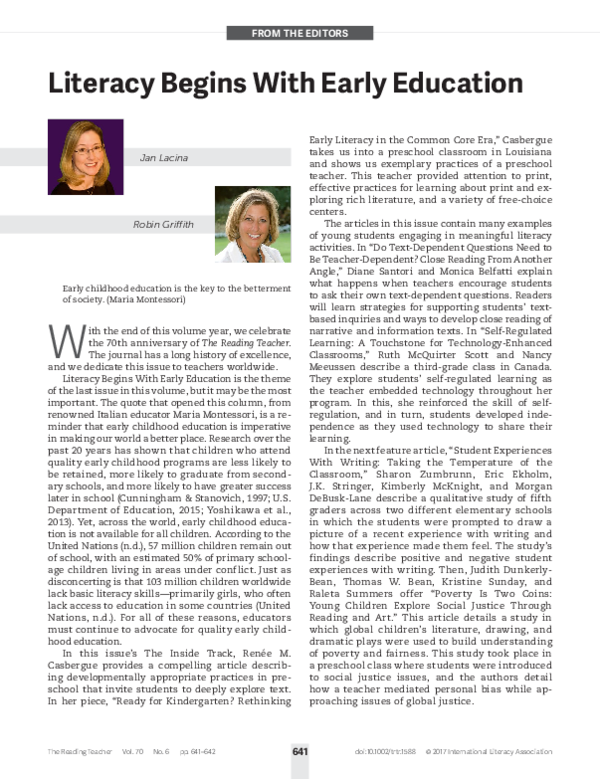(PDF) Literacy Begins With Early Education
