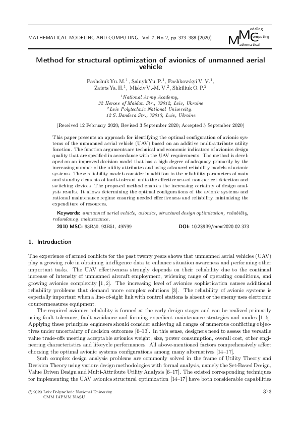 Pdf Method For Structural Optimization Of Avionics Of Unmanned Aerial Vehicle