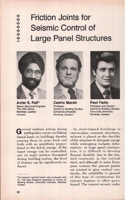 (PDF) Friction Joints for Seismic Control of Large Panel Structures