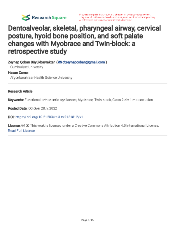 (PDF) Dentoalveolar, skeletal, pharyngeal airway, cervical posture ...