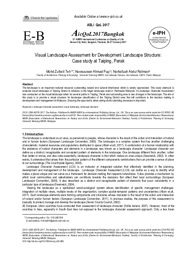(PDF) Visual Landscape Assessment for Development Landscape Structure ...