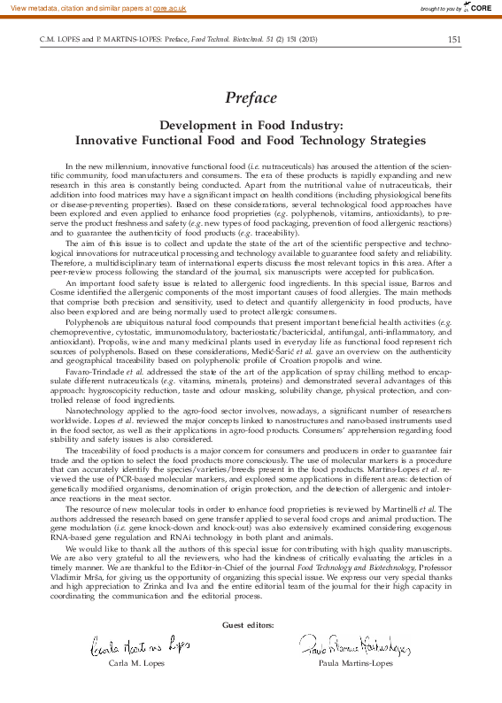 (PDF) Development in Food Industry: Innovative Functional Food and Food ...