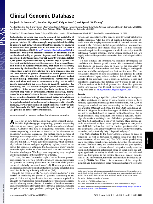 Pdf Clinical Genomic Database Anh Dao Nguyen