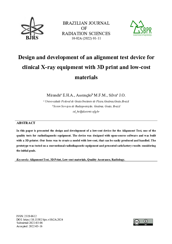 (PDF) Design and development of an alignment test device for clinical X ...