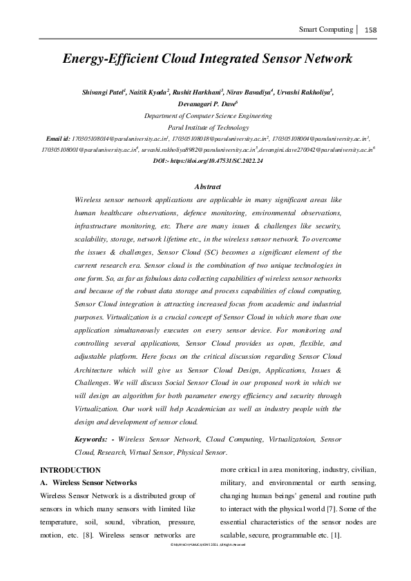 Pdf Energy Efficient Cloud Integrated Sensor Network
