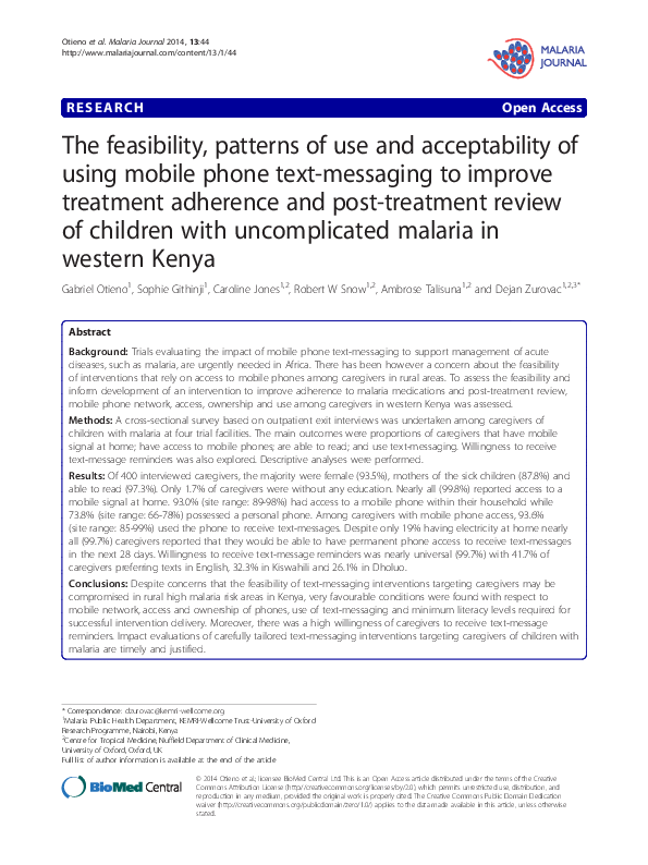 Pdf The Feasibility Patterns Of Use And Acceptability Of Using
