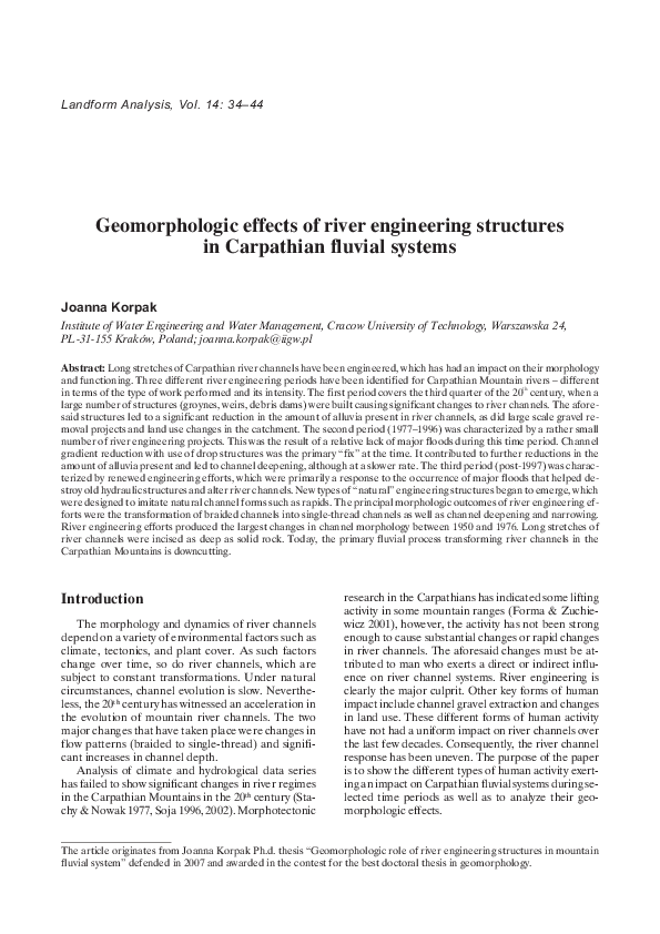 (PDF) Geomorphologic effects of river engineering structures in ...
