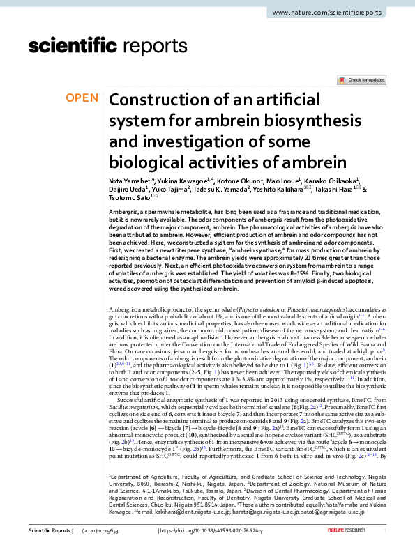 (PDF) Construction of an artificial system for ambrein biosynthesis and ...