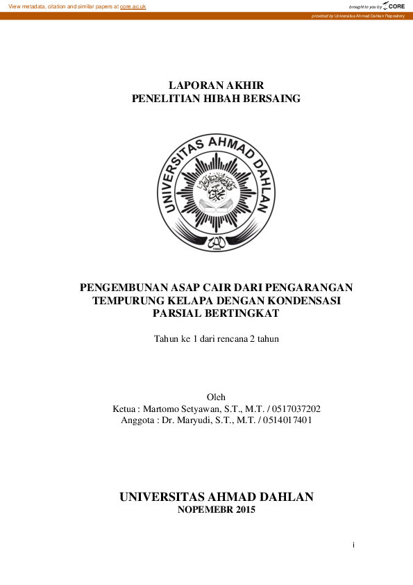 (PDF) Pengembunan Asap Cair Dari Pengarangan Tempurung Kelapa Dengan ...
