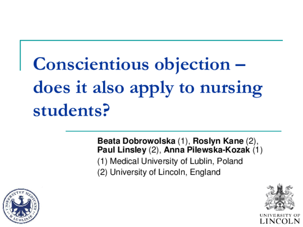 (PDF) Conscientious objection – does it also apply to nursing students? | Ros Kane - Academia.edu