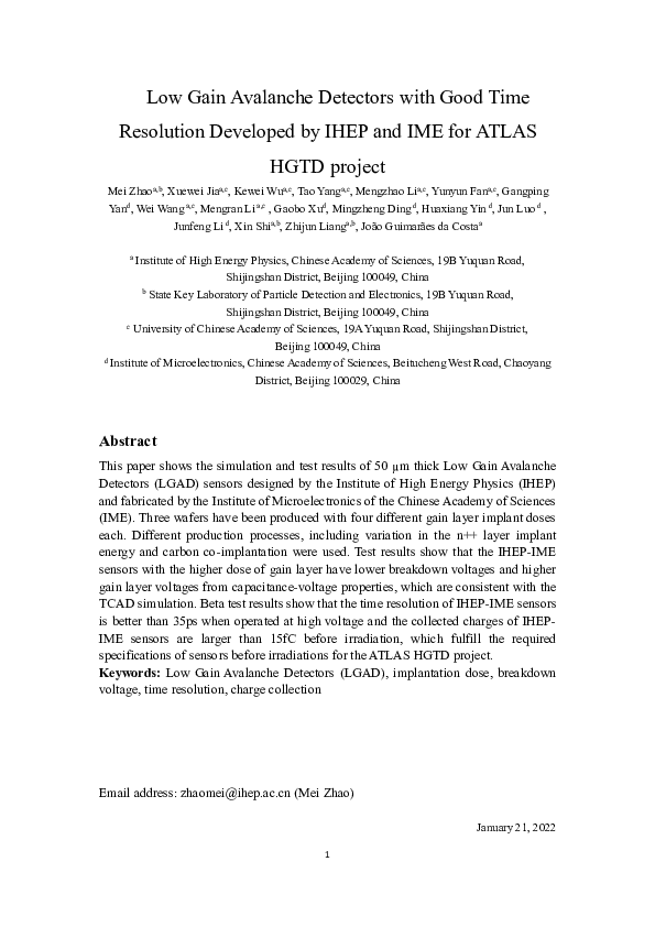 (PDF) Low Gain Avalanche Detectors with good time resolution developed ...
