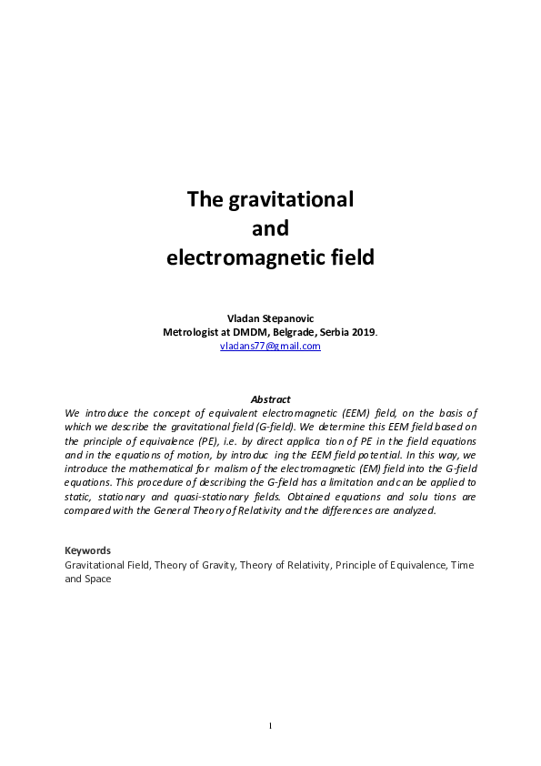 (PDF) The Gravitational and Electromagnetic Field