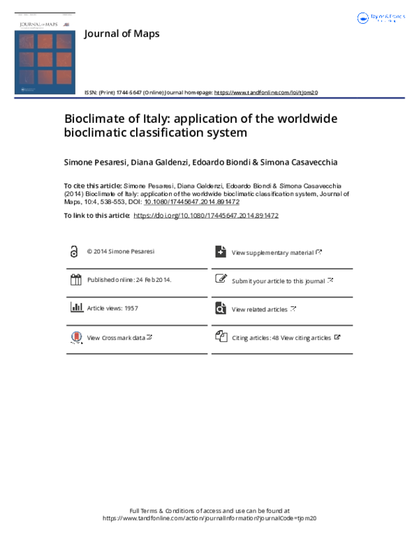 (PDF) Bioclimate of Italy: application of the worldwide bioclimatic ...
