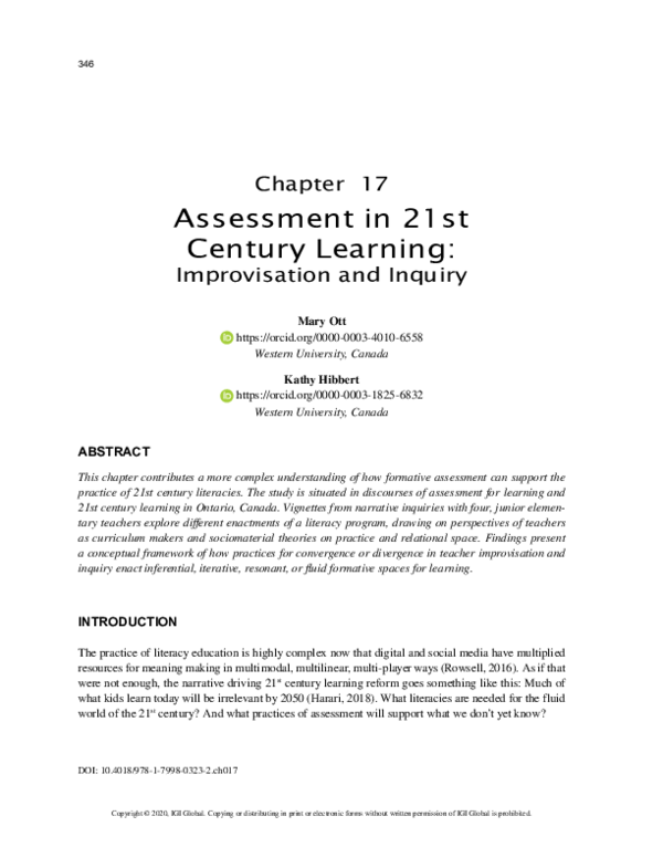 (PDF) Assessment in 21st Century Learning