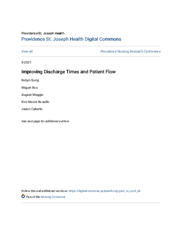 (PDF) Improving Discharge Times and Patient Flow