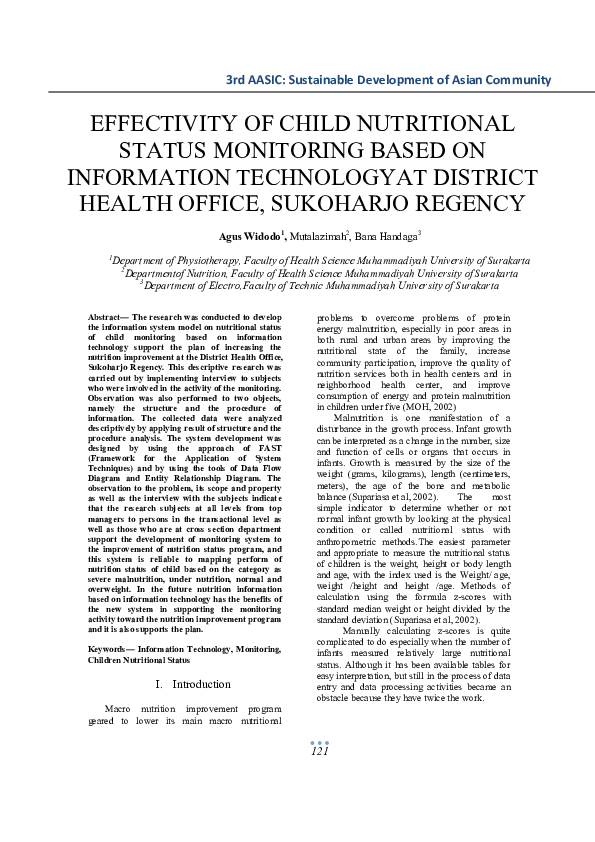 (PDF) Effectivity of Child Nutritional Status Monitoring Based on Information Technology at ...