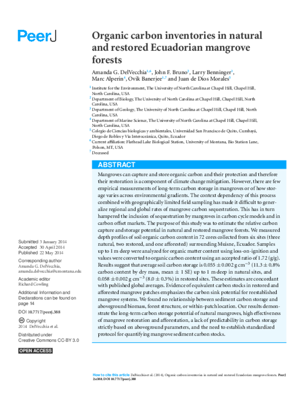 (PDF) Organic carbon inventories in natural and restored Ecuadorian ...