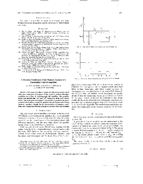 (PDF) A discrete/continuous time-domain analysis of a generalized class E amplifier