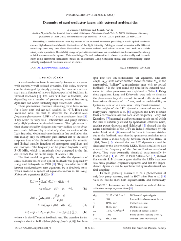 (PDF) Dynamics of semiconductor lasers with external multicavities