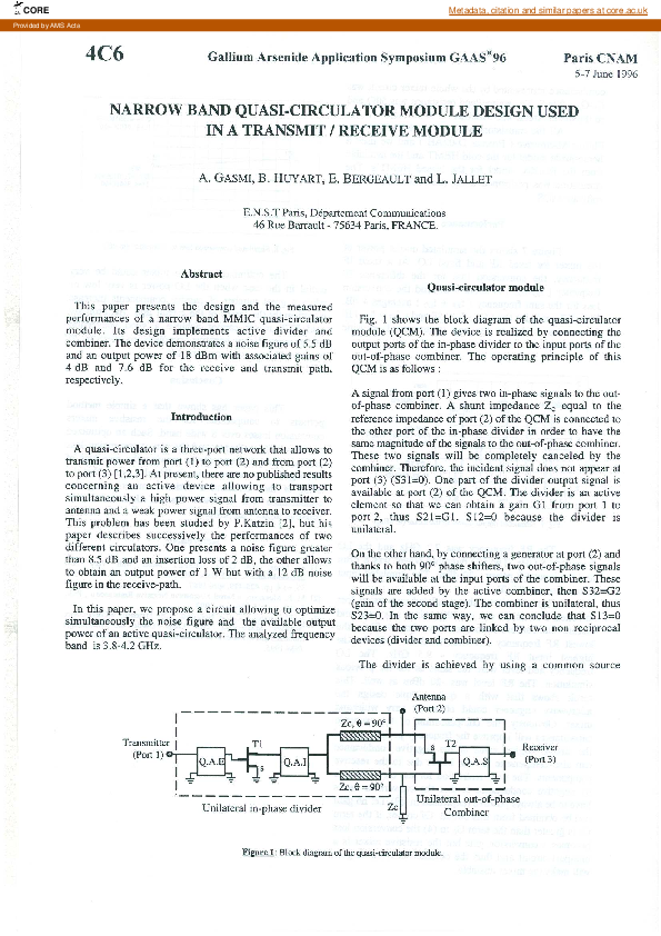 (PDF) Narrow band quasi-circulator module design used in a transmit ...