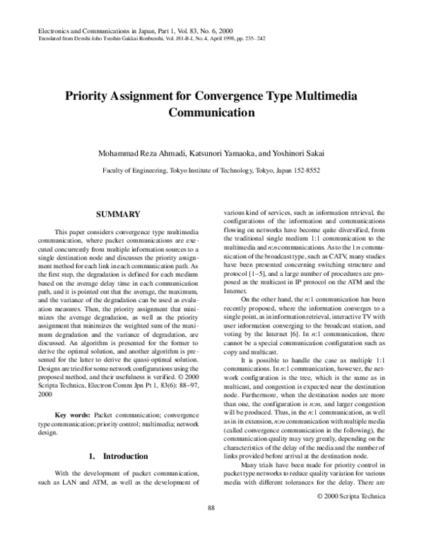 (PDF) Priority assignment for convergence type multimedia communication