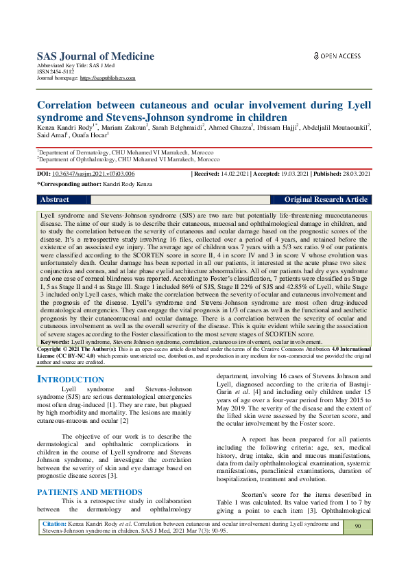 (PDF) Correlation between cutaneous and ocular involvement during Lyell ...