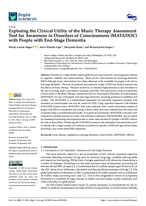 (PDF) Exploring the Clinical Utility of the Music Therapy Assessment ...