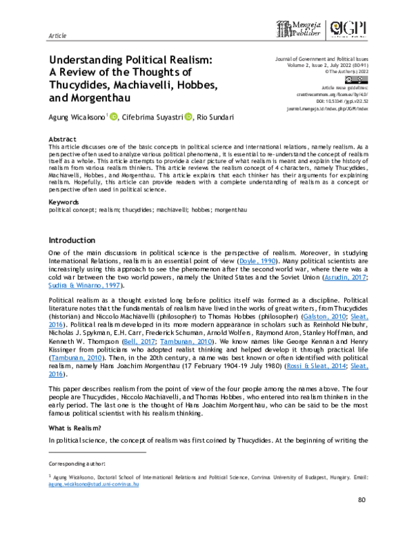 (PDF) Understanding Political Realism